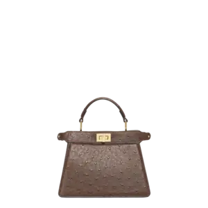 Fendi Peekaboo Iseeu Petite Ostrich Leather Handheld Bag - Brown
