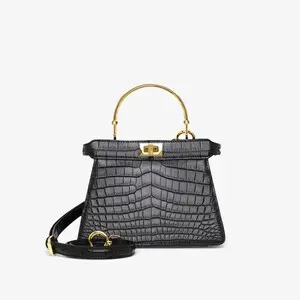 Fendi Peekaboo Iseeu Petite Crocodile Handbag With Crystal Handle
