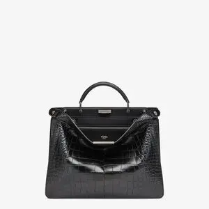 Fendi Peekaboo Iseeu Medium Alligator Bag - Black