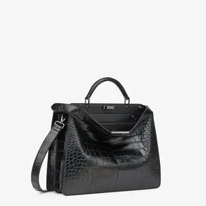 Fendi Peekaboo Iseeu Medium Alligator Bag - Black