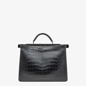 Fendi Peekaboo Iseeu Medium Alligator Bag - Black