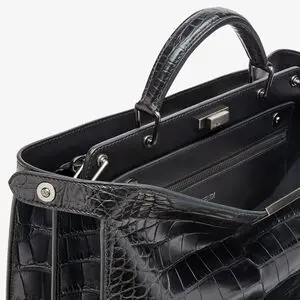 Fendi Peekaboo Iseeu Medium Alligator Bag - Black