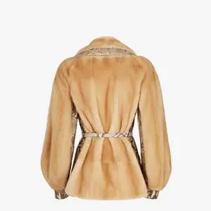 Fendi Natural Mink Pea Coat With Python Inserts