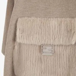 Fendi Cashmere Poncho With Mink Pocket