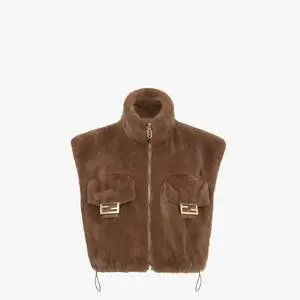 Fendi Cropped Mink Gilet With O'lock Zip