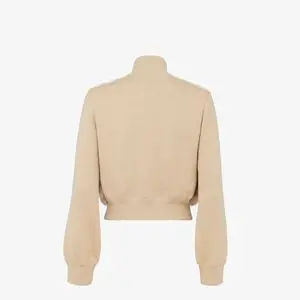 Fendi Fur Bomber Jacket With Inlaid Motif - Beige