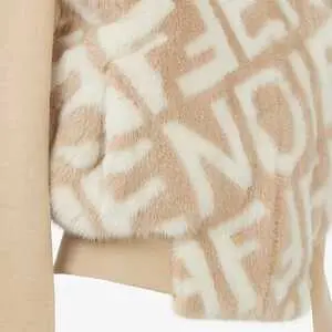 Fendi Fur Bomber Jacket With Inlaid Motif - Beige
