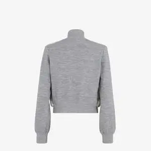 Fendi Mink Bomber Jacket With Mirror Motif - Grey