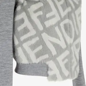 Fendi Mink Bomber Jacket With Mirror Motif - Grey
