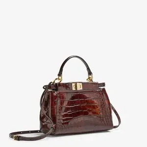 Fendi Peekaboo Mini Alligator Bag - Brown