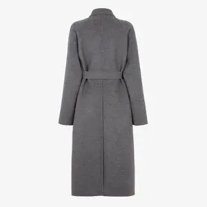 Fendi Midi Straight-cut Coat With Fur Pockets