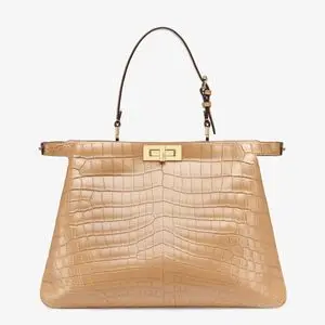 Fendi Peekaboo Soft Large Crocodile Bag - Beige