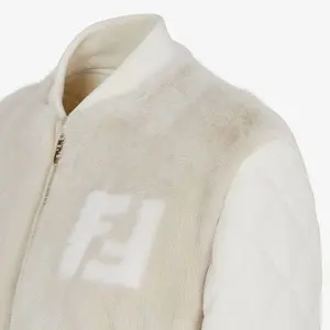 Fendi Creamy Quilted Bomber Jacket With Mink Front