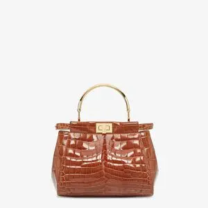 Fendi Peekaboo Mini Crocodile Bag - Brown