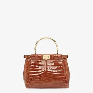 Fendi Peekaboo Mini Crocodile Bag - Brown