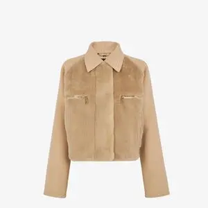 Fendi Cropped Wool Jacket With Fur Insert - Beige