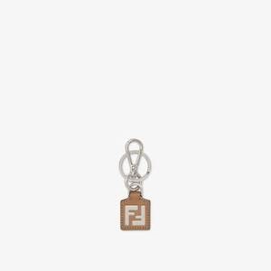 Fendi Ff Squared Key Ring - Beige