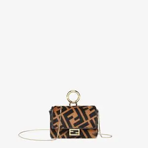 Fendi Nano Baguette Charm With Ff Motif - Brown
