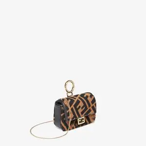Fendi Nano Baguette Charm With Ff Motif - Brown