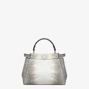 Fendi Peekaboo Mini Lizard Leather Bag - Grey