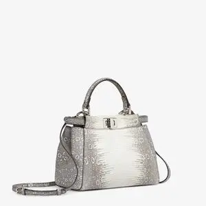 Fendi Peekaboo Mini Lizard Leather Bag - Grey