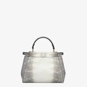 Fendi Peekaboo Mini Lizard Leather Bag - Grey