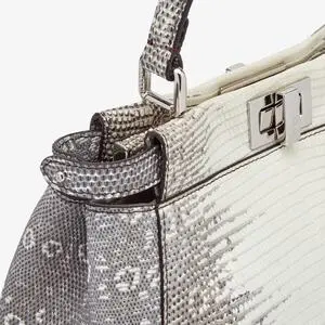 Fendi Peekaboo Mini Lizard Leather Bag - Grey