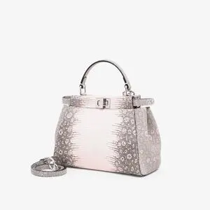 Fendi Peekaboo Mini Gradient Lizard Top Handle Bag - Pink