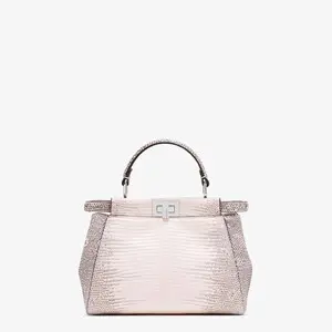 Fendi Peekaboo Mini Gradient Lizard Top Handle Bag - Pink