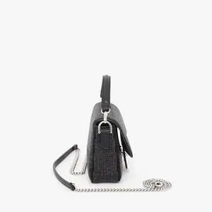 Fendi Baguette Mini Suede Crystal Embellished Bag