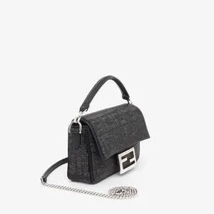 Fendi Baguette Mini Suede Crystal Embellished Bag