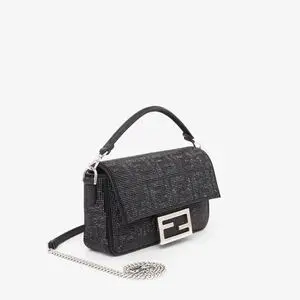 Fendi Baguette Mini Suede Crystal Embellished Bag