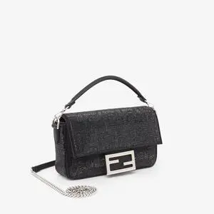 Fendi Baguette Mini Suede Crystal Embellished Bag