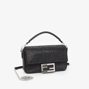 Fendi Baguette Mini Suede Crystal Embellished Bag