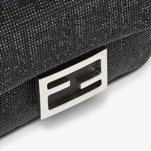 Fendi Baguette Mini Suede Crystal Embellished Bag