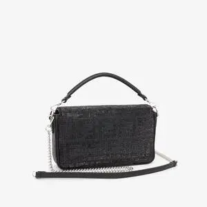 Fendi Baguette Mini Suede Crystal Embellished Bag
