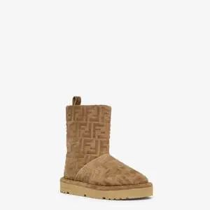 Fendi Chamois Ff Motif Boots - Brown