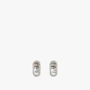 Fendi O'lock Motif Crystal Earrings - Silver