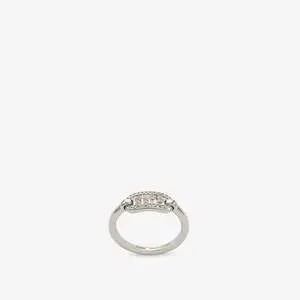 Fendi O'lock Ring With Crystal Pav - Silver
