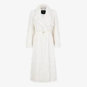 Fendi Long Chevron Motif Fur Coat With Belt