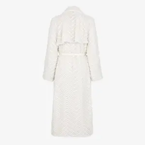 Fendi Long Chevron Motif Fur Coat With Belt