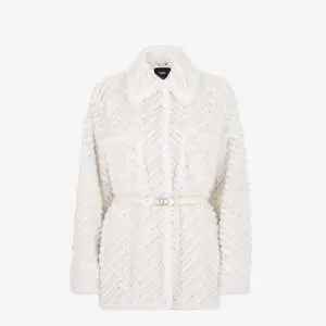 Fendi Single-breasted Mink Jacket With Chevron Motif - White