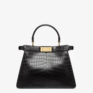 Fendi Peekaboo Iseeu Medium Crocodile Bag - Black
