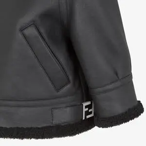 Fendi Cropped Aviator Bomber Jacket With Shearling Lining
