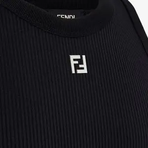 Fendi Fitted Ribbed Cotton Top With Ff Detail