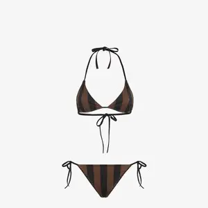 Fendi Reversible Triangle Bikini - Brown