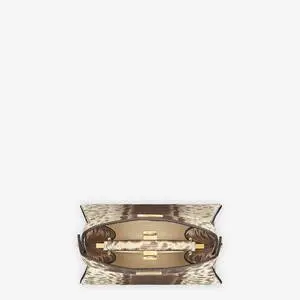 Fendi Peekaboo Iseeu Petite Karung Leather Handheld And Crossbody Bag - Beige