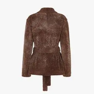 Fendi Shearling Shawl Collar Jacket With Belt