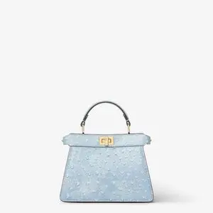 Fendi Peekaboo Iseeu Petite Ostrich Bag - Blue