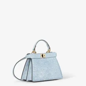 Fendi Peekaboo Iseeu Petite Ostrich Bag - Blue